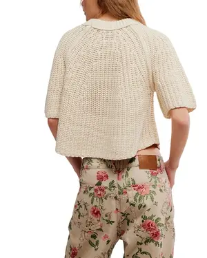 Free People Amy Sweater Tee Knit Top - Ivory