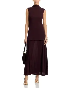 JIL SANDER Double Layer Midi Dress - Plum
