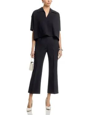 JIL SANDER Wool Cropped Flare Tailored Pants