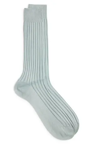 Canali Ribbed Cotton Dress Socks - Green