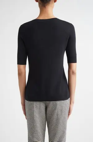 St. John Marlie Short Sleeve Silk & Cotton Sweater