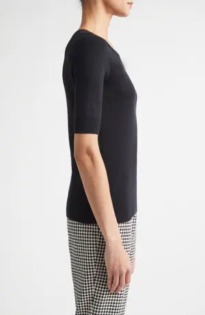 St. John Marlie Short Sleeve Silk & Cotton Sweater