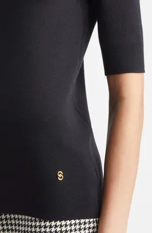St. John Marlie Short Sleeve Silk & Cotton Sweater