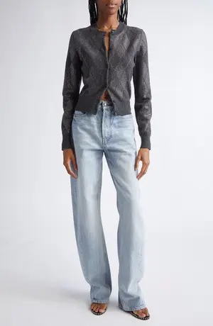 Alexander Wang Argyle Crop Wool Blend Cardigan