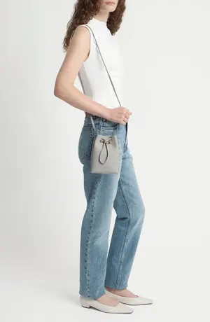 Strathberry Large Osette Leather Bucket Bag - Marble Grey
