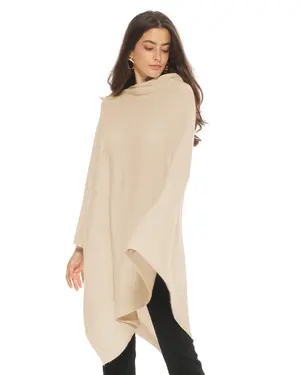 MONTICELLI CASHMERE Cashmere Long Poncho Beige