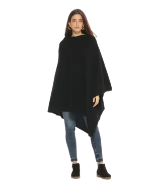 MONTICELLI CASHMERE Cashmere Long Poncho - Black