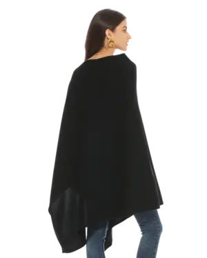 MONTICELLI CASHMERE Cashmere Long Poncho - Black