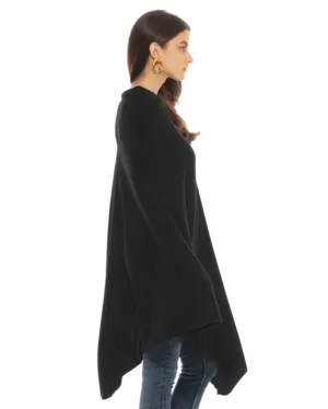 MONTICELLI CASHMERE Cashmere Long Poncho - Black