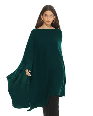 MONTICELLI CASHMERE Cashmere Long Poncho - Forest Green