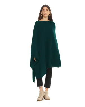 MONTICELLI CASHMERE Cashmere Long Poncho - Forest Green