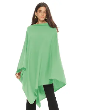 MONTICELLI CASHMERE Cashmere Long Poncho Kiwi