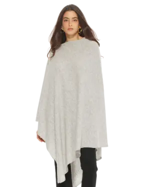 MONTICELLI CASHMERE Cashmere Long Poncho - Light Grey