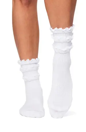 AREBESK Triple Ruffle Gripper Crew Socks