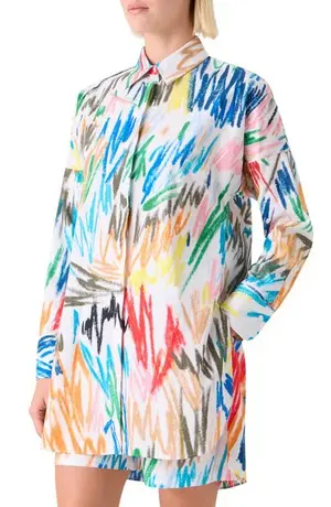 Akris Scribble Print Cotton Poplin Tunic