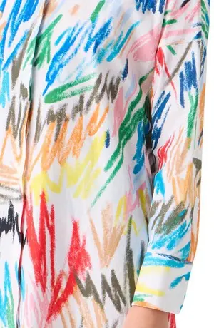 Akris Scribble Print Cotton Poplin Tunic