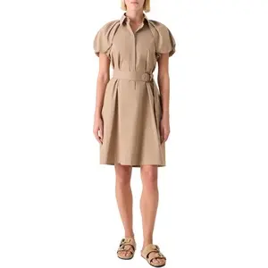 Akris Belted Balloon Sleeve Polo Dress - Beige