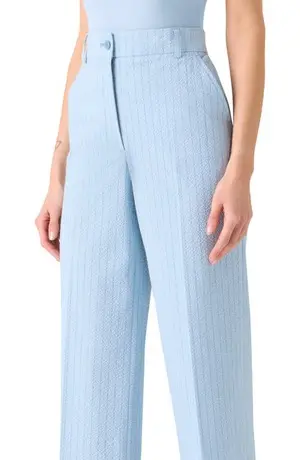 Akris Chiara High Waist Cotton Stretch Seersucker Crop Pants