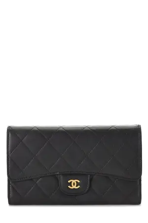 Chanel Lambskin Classic Long Flap Wallet - Black