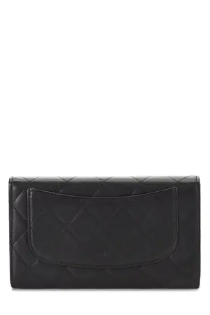 Chanel Lambskin Classic Long Flap Wallet - Black