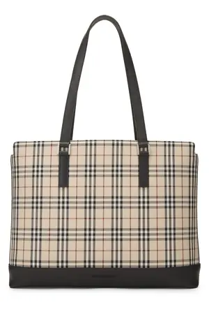 Burberry House Check Jacquard Zip Tote - Beige