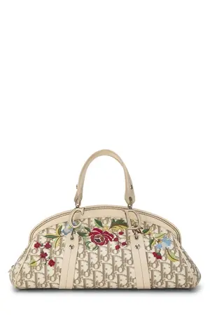 Dior Floral Embroidered Handbag - Beige