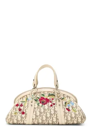 Dior Floral Embroidered Handbag - Beige