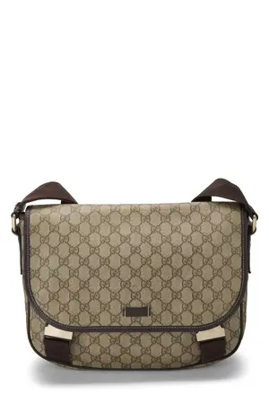 Gucci Gucci GG Supreme Buckle Flap Messenger Bag Beige