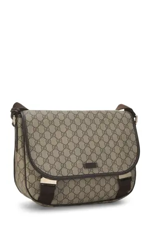 Gucci Gg Supreme Buckle Flap Messenger Bag - Brown