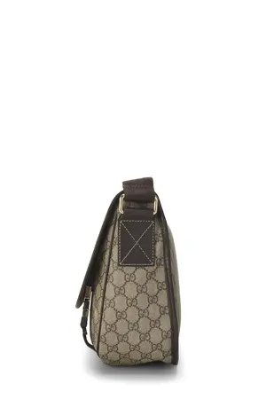 Gucci Gg Supreme Buckle Flap Messenger Bag - Brown