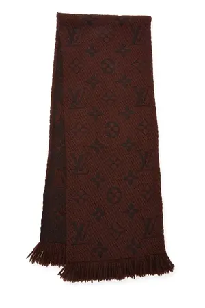 LOUIS VUITTON Brown Wool Logomania Scarf Brown