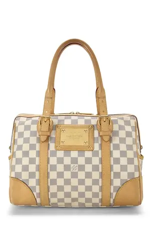 LOUIS VUITTON LOUIS VUITTON Damier Azur Berkeley Top Handle Bag White