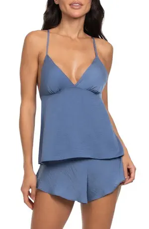 MIDNIGHT BAKERY Hammered Satin Camisole & Tap Pajamas - Den