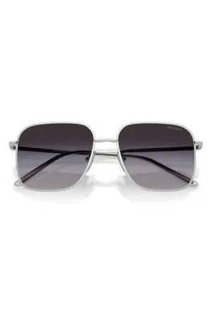 Prada 57mm Square Sunglasses - Silver/grey Gradient