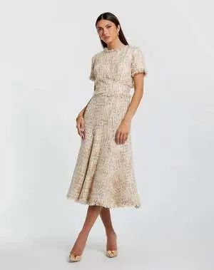 Mac Duggal Boucle A-line Midi Dress