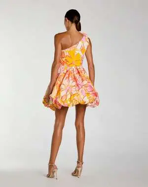 Mac Duggal One Shoulder Faille Mini Dress - Sunshine Multi