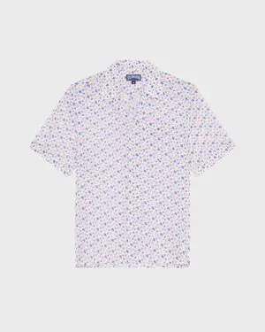 Vilebrequin Organic Cotton Bowling Shirt Micro Ronde Des Tortues Shirt Charli - White