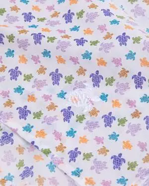 Vilebrequin Organic Cotton Bowling Shirt Micro Ronde Des Tortues Shirt Charli - White