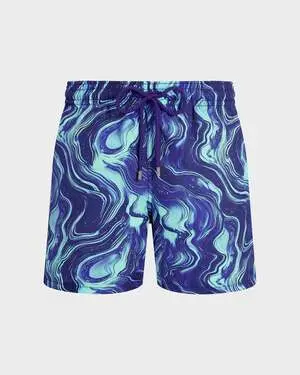 Vilebrequin Marble Printed Swim Trunks - Blue