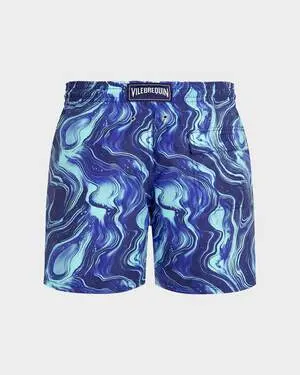 Vilebrequin Marble Printed Swim Trunks - Blue