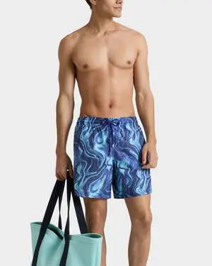 Vilebrequin Marble Printed Swim Trunks - Blue