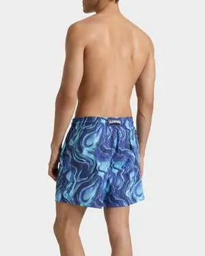 Vilebrequin Marble Printed Swim Trunks - Blue