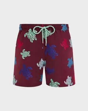 Vilebrequin Embroidered Ronde Des Tortues Swim Trunks - Red