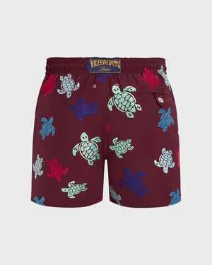 Vilebrequin Embroidered Ronde Des Tortues Swim Trunks - Red