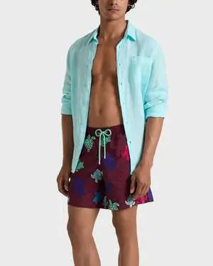 Vilebrequin Embroidered Ronde Des Tortues Swim Trunks - Red