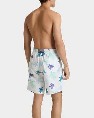 Vilebrequin Long Swim Trunks Tortues Multicolores - White