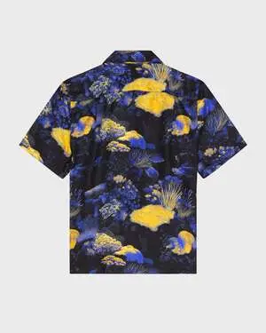 Vilebrequin Silk Bowling Shirt Coral Reef Shirt Courbis - Black