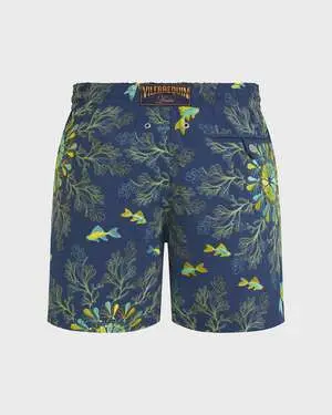 Vilebrequin Embroidered Swim Trunks Coral Mandala Limited Edition - Blue