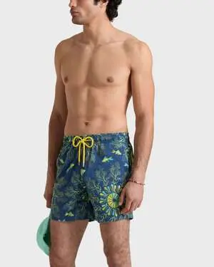 Vilebrequin Embroidered Swim Trunks Coral Mandala Limited Edition - Blue