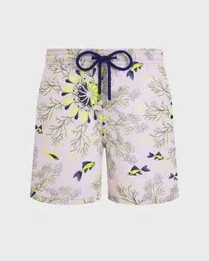Vilebrequin Embroidered Swim Trunks Coral Mandala Limited Edition Pink